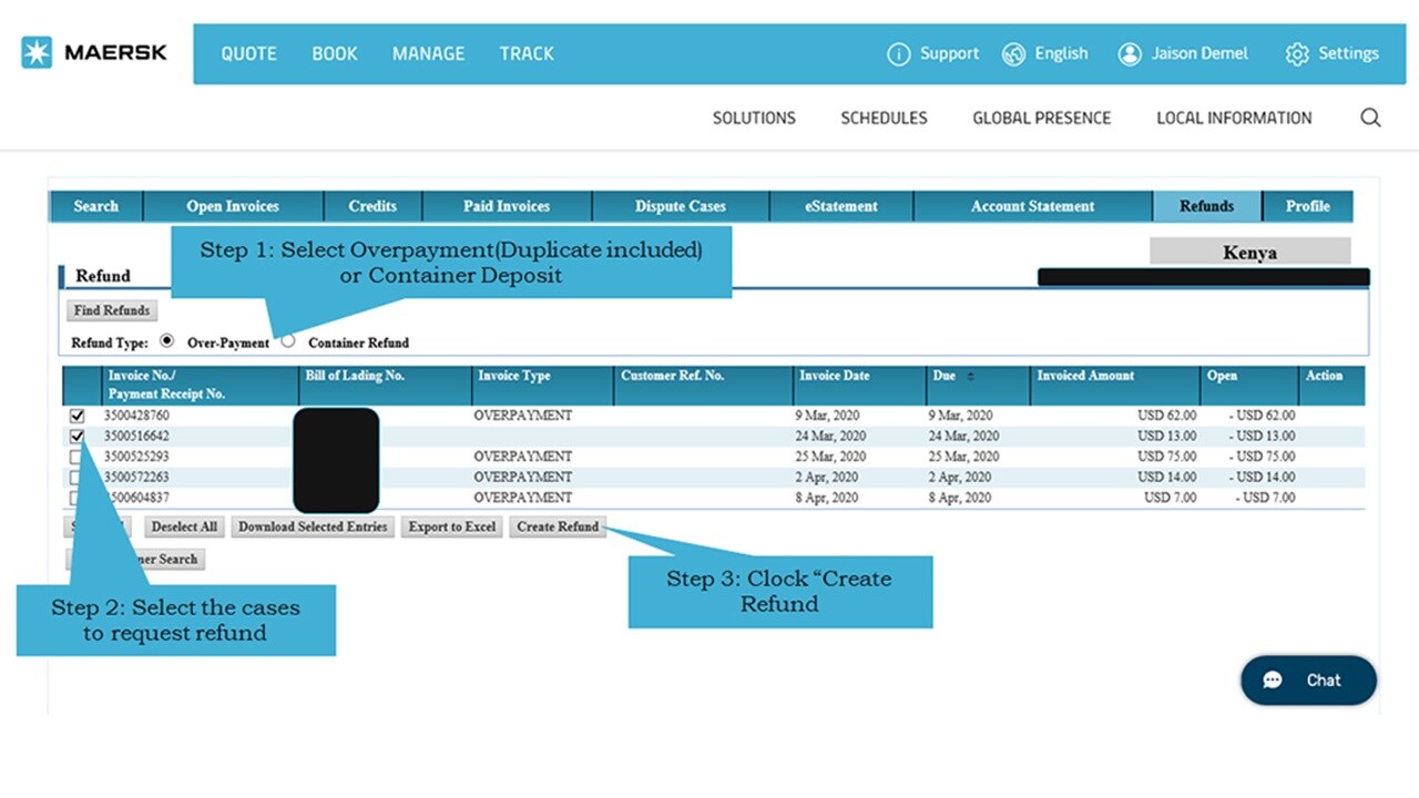 Customer Guide to Requesting Refunds – myFinance Portal | Maersk